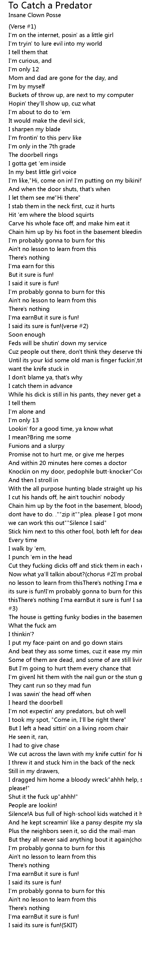 To Catch a Predator Lyrics - Follow Lyrics