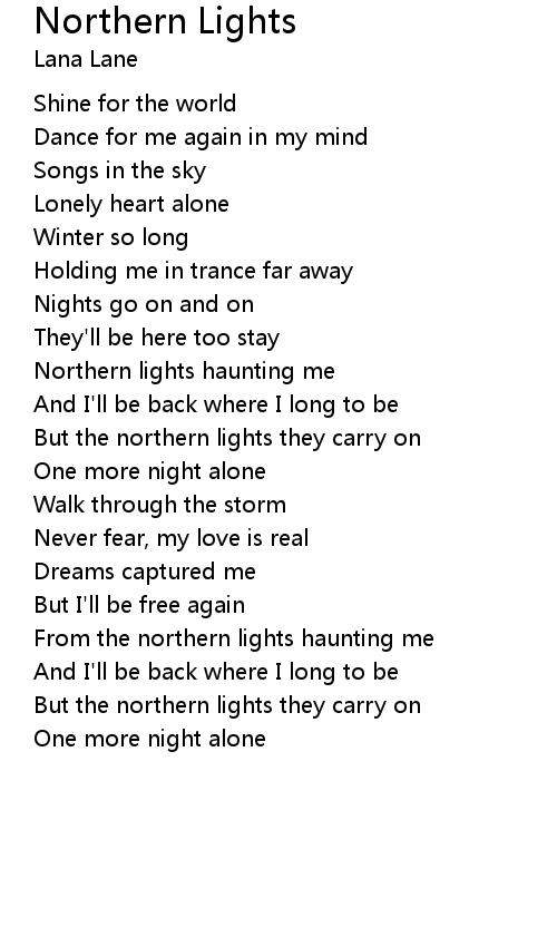 Northern Lights Lyrics - Follow Lyrics