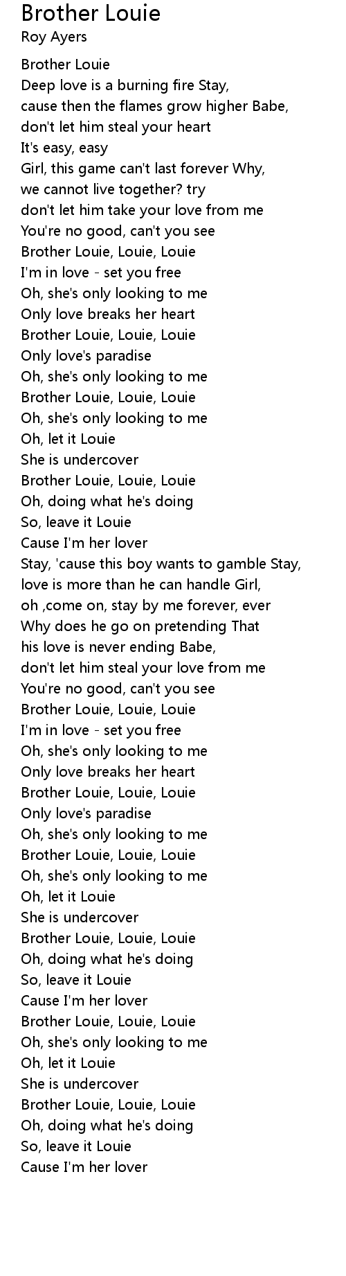 Brother Louie Lyrics - Follow Lyrics