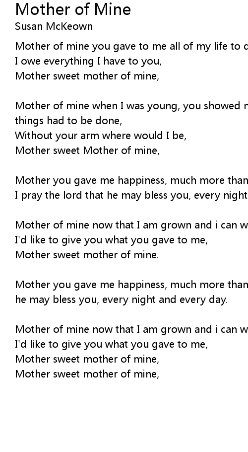 Mother of Mine Lyrics - Follow Lyrics