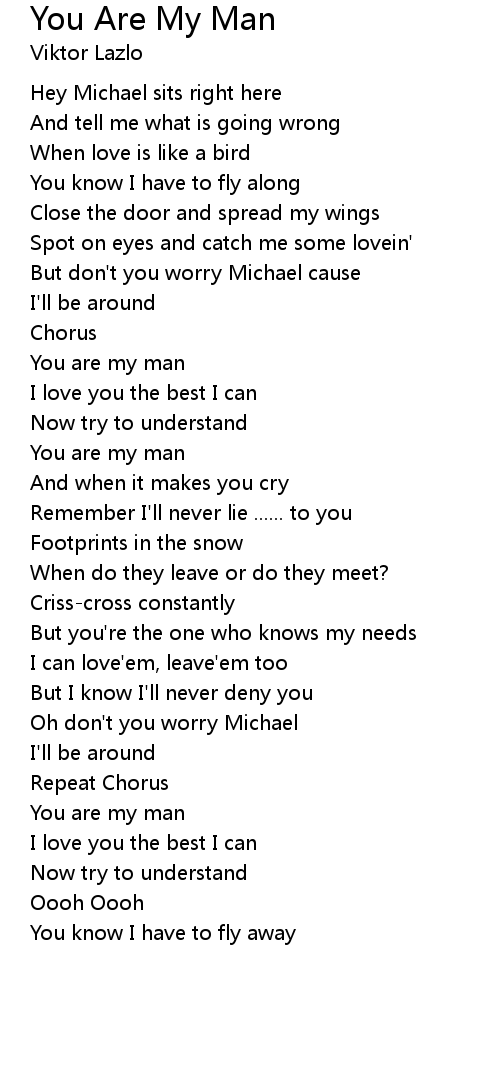 You Are My Man Lyrics - Follow Lyrics