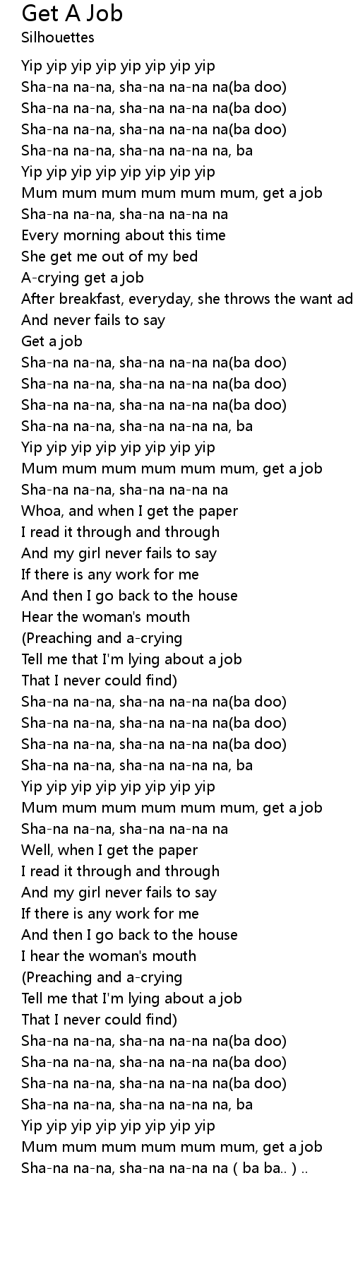 Get A Job Lyrics - Follow Lyrics
