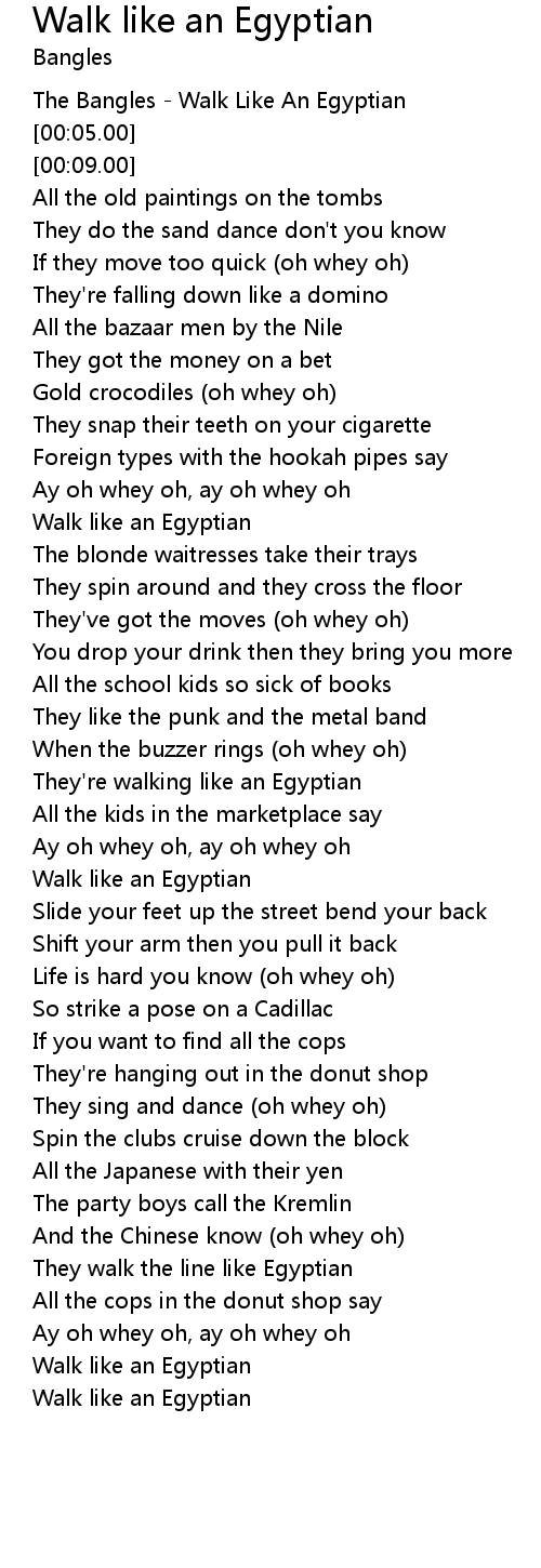 Walk like an Egyptian Lyrics - Follow Lyrics