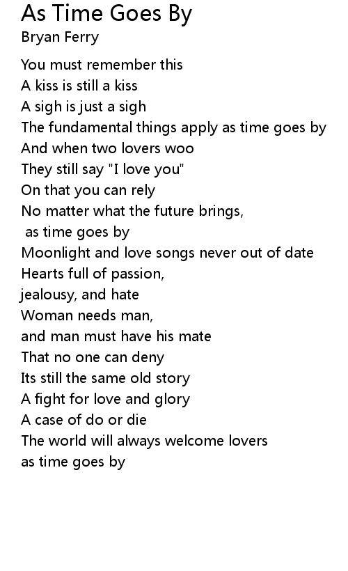 As Time Goes By Lyrics - Follow Lyrics