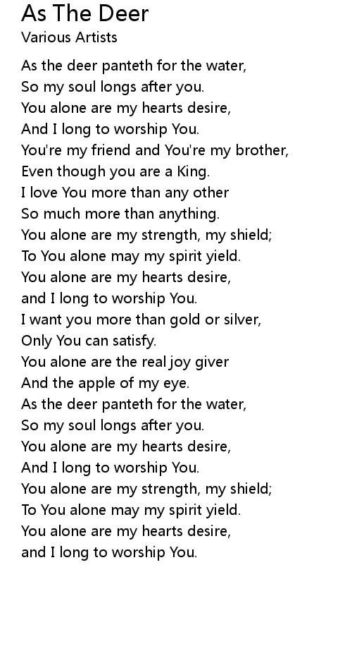 As The Deer Lyrics - Follow Lyrics