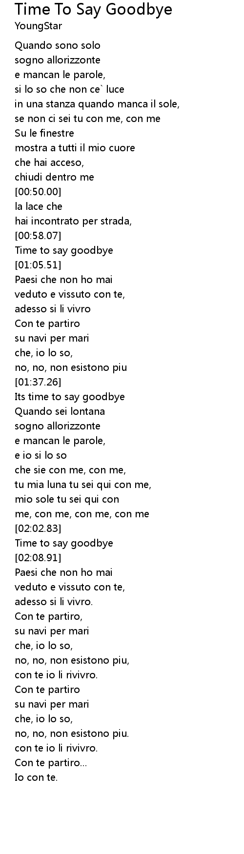 Time To Say Goodbye Lyrics - Follow Lyrics