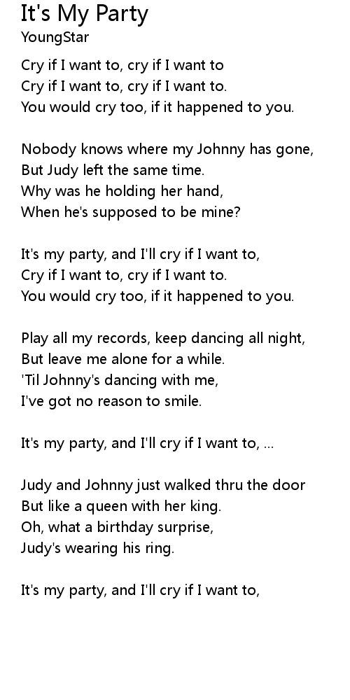 It's My Party Lyrics - Follow Lyrics
