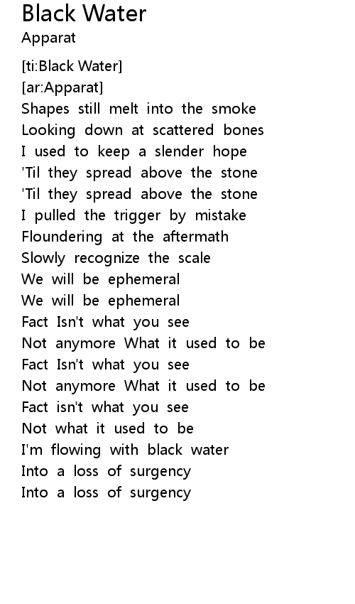 Black Water Lyrics - Follow Lyrics