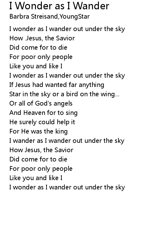 I Wonder as I Wander Lyrics - Follow Lyrics