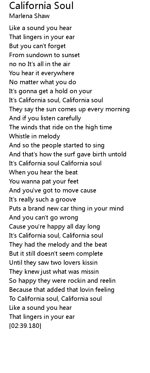 California Soul Lyrics - Follow Lyrics