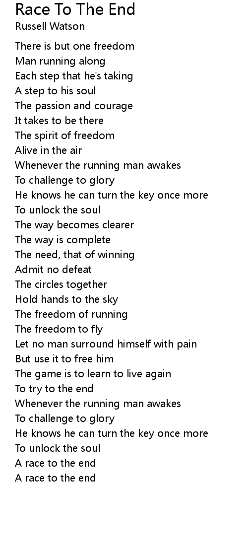 Race To The End Lyrics - Follow Lyrics