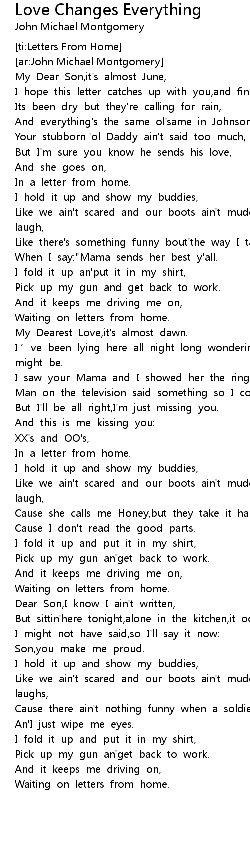 Love Changes Everything Lyrics - Follow Lyrics