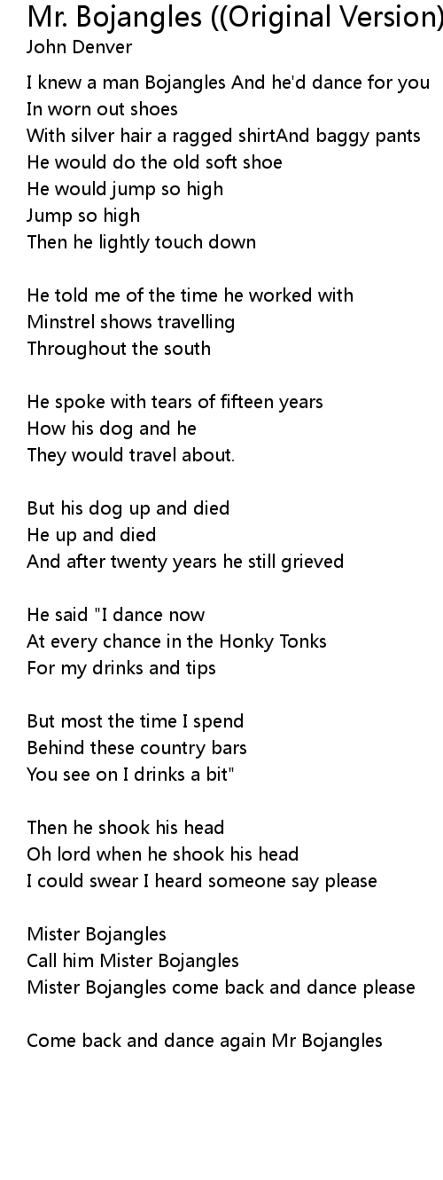 Mr. Bojangles ((Original Version)) - Original Version Lyrics - Follow ...