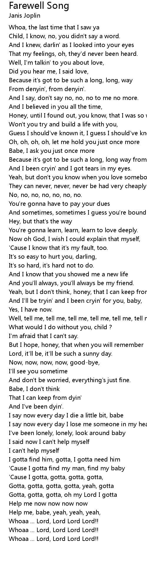 Farewell Song Lyrics - Follow Lyrics