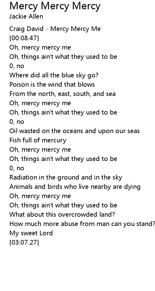 Mercy Mercy Mercy Lyrics - Follow Lyrics