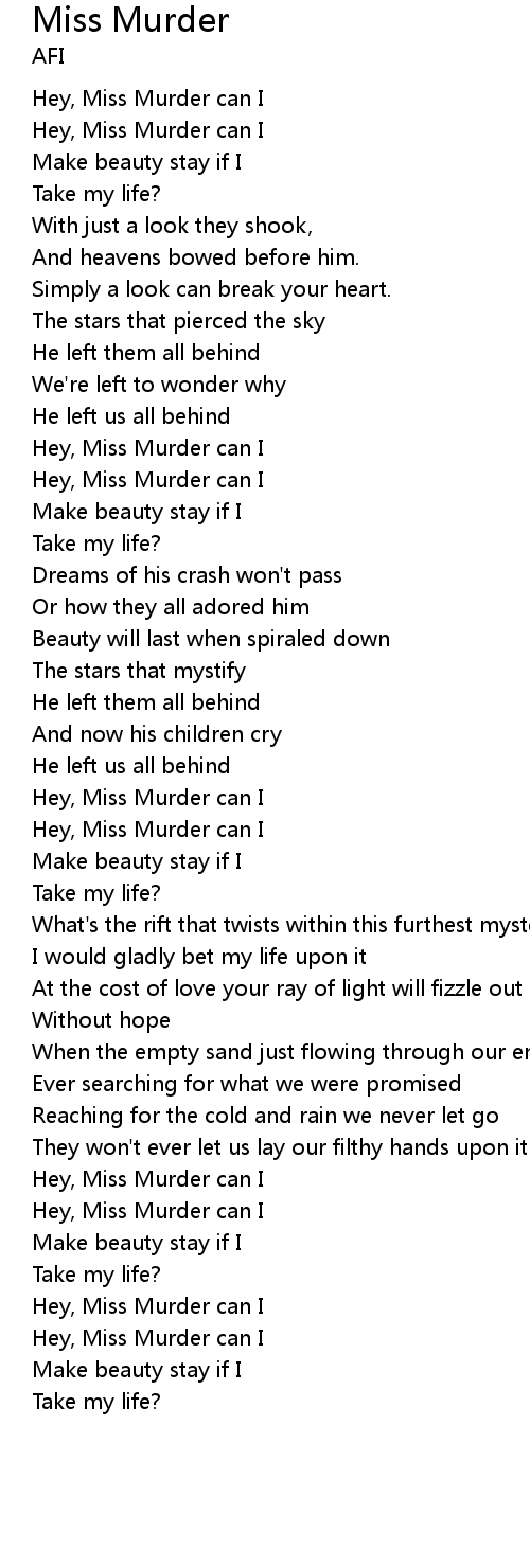 Miss Murder Lyrics - Follow Lyrics