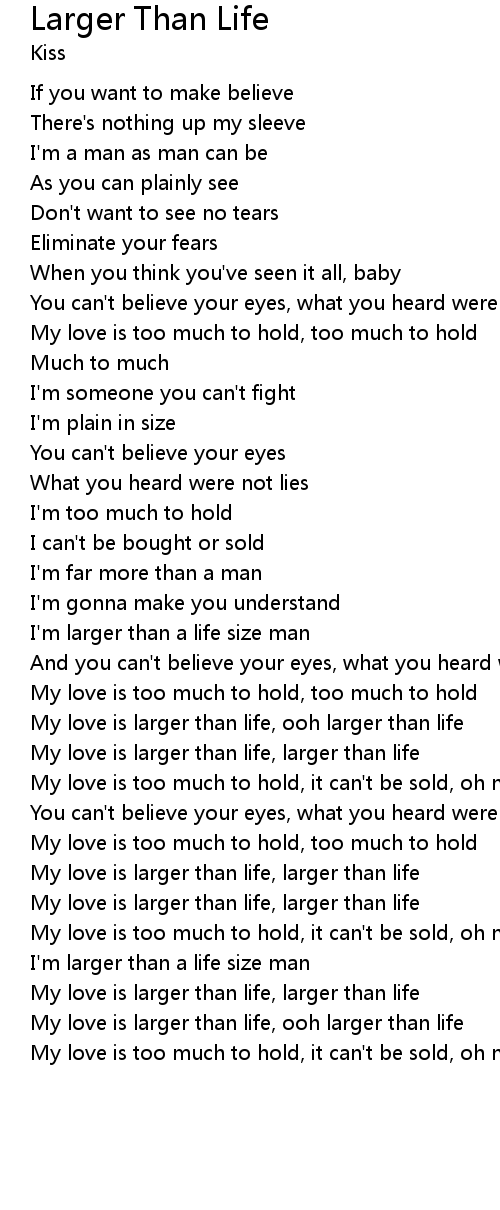 Larger Than Life Lyrics - Follow Lyrics
