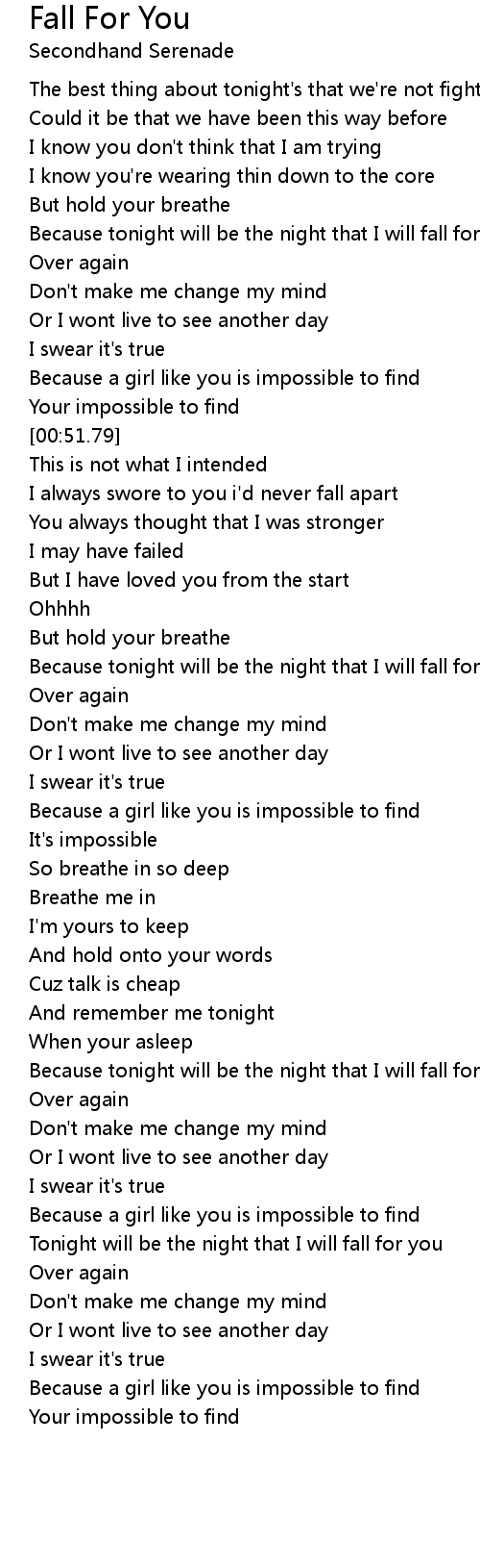 Fall For You Lyrics - Follow Lyrics