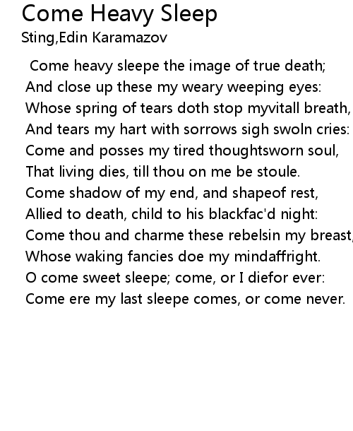 Come Heavy Sleep Lyrics - Follow Lyrics