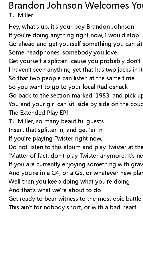 Brandon Johnson Welcomes You To The Battle Of The Century Lyrics ...