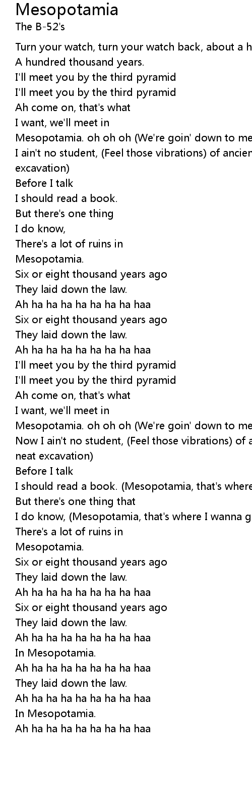 Mesopotamia Lyrics - Follow Lyrics