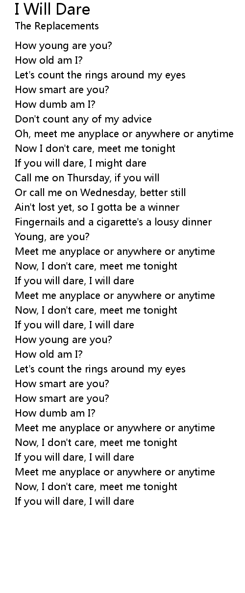 I Will Dare Lyrics - Follow Lyrics