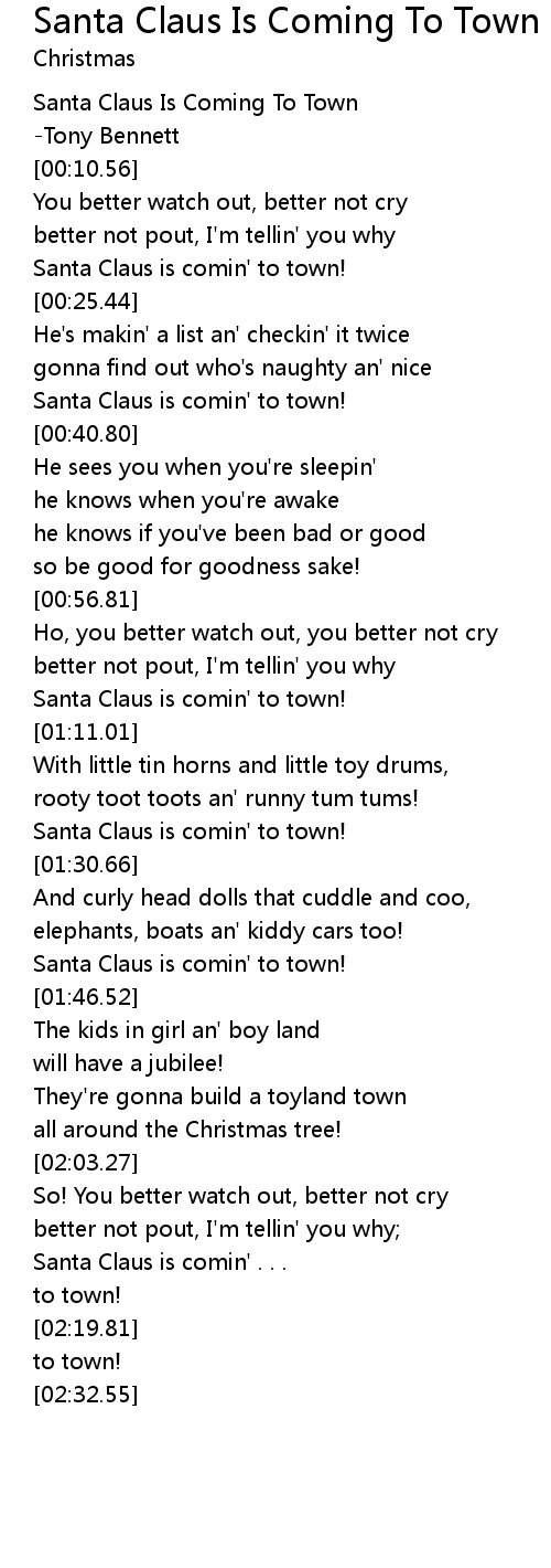Santa Claus Is Coming To Town Lyrics - Follow Lyrics