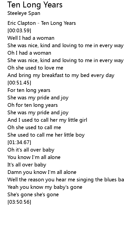 Ten Long Years Lyrics - Follow Lyrics