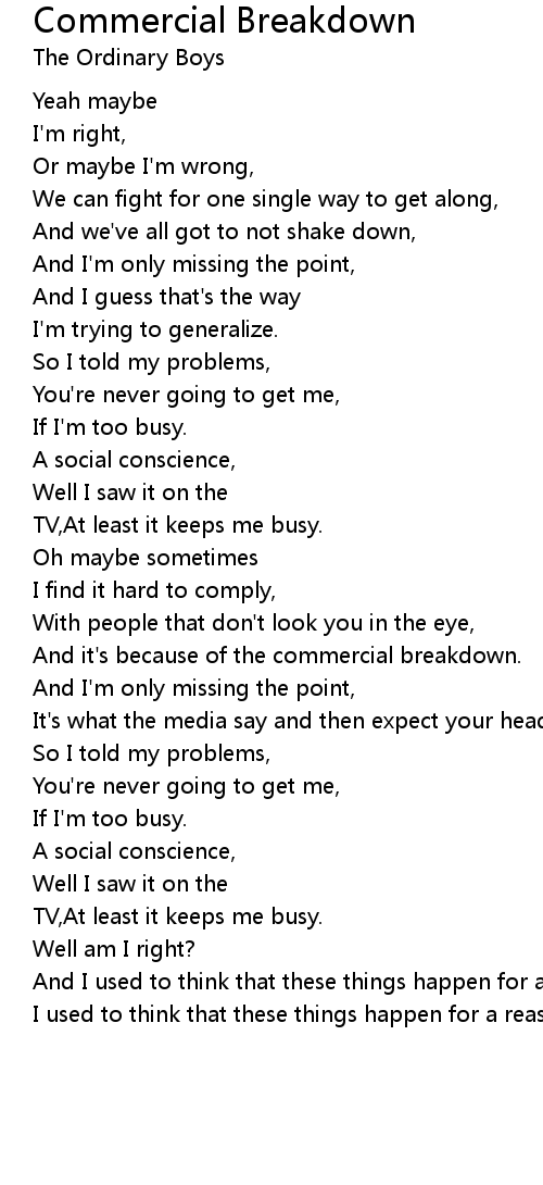 Commercial Breakdown Lyrics - Follow Lyrics