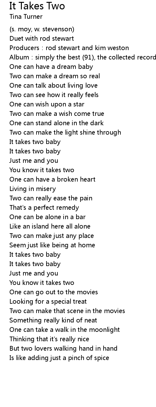 It Takes Two Lyrics - Follow Lyrics