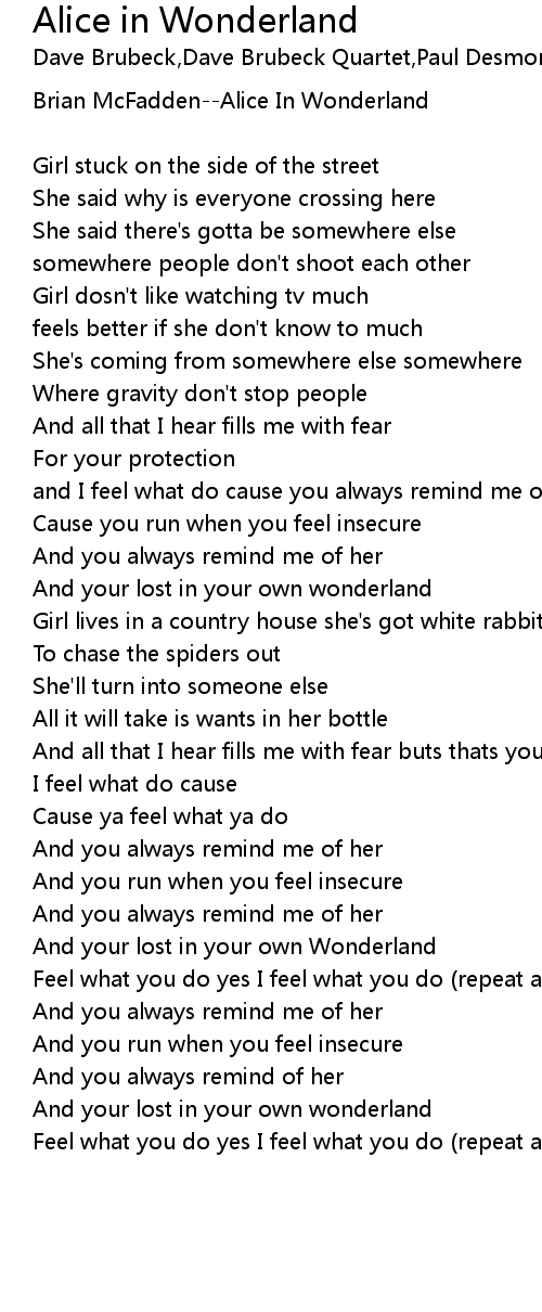 Alice in Wonderland Lyrics - Follow Lyrics
