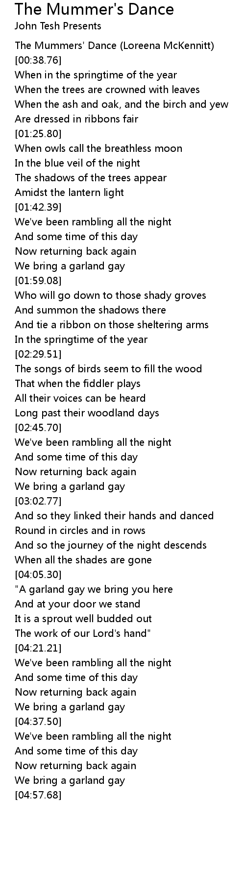 The Mummer's Dance Lyrics - Follow Lyrics
