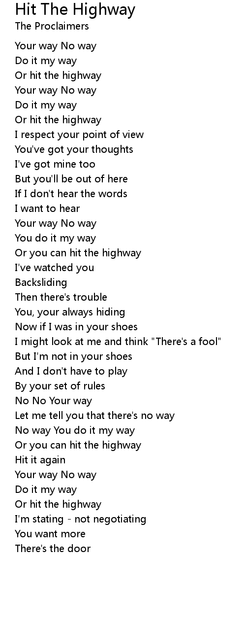 Hit The Highway Lyrics - Follow Lyrics