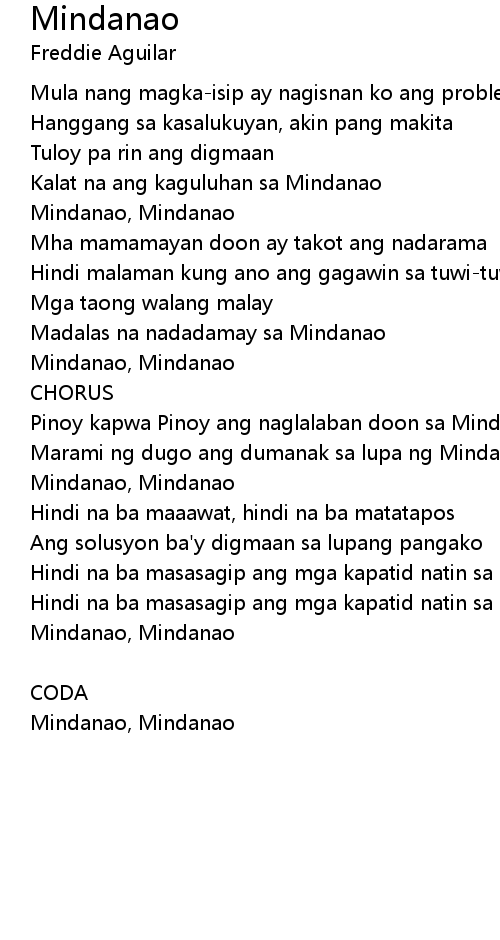 Mindanao Lyrics - Follow Lyrics