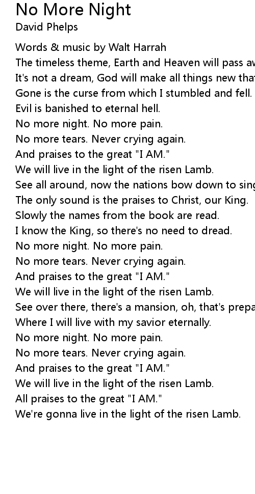 No More Night Lyrics - Follow Lyrics