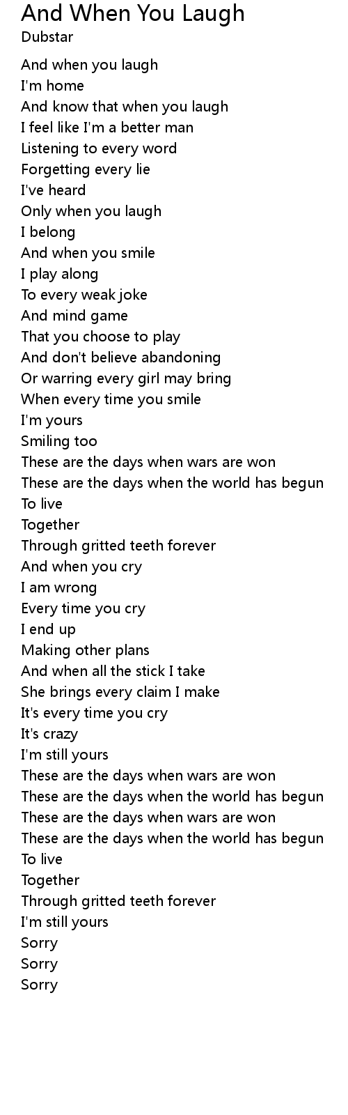 And When You Laugh Lyrics - Follow Lyrics