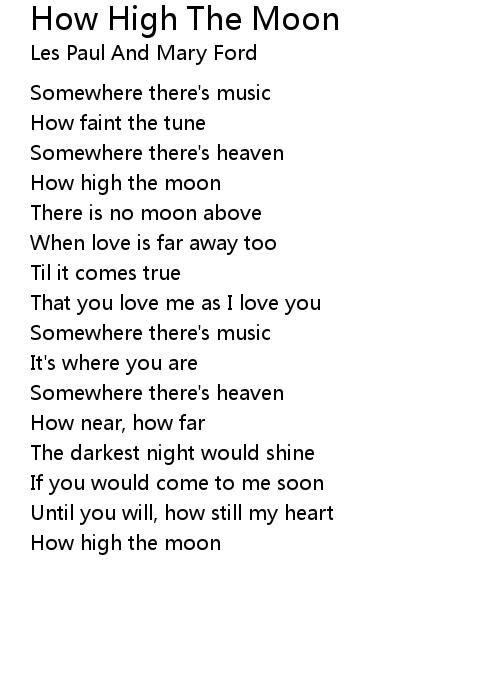 How High The Moon Lyrics - Follow Lyrics
