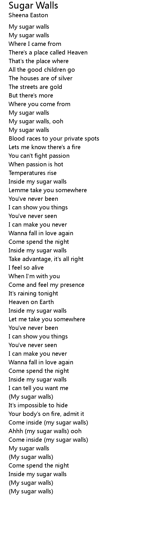 Sugar Walls Lyrics - Follow Lyrics