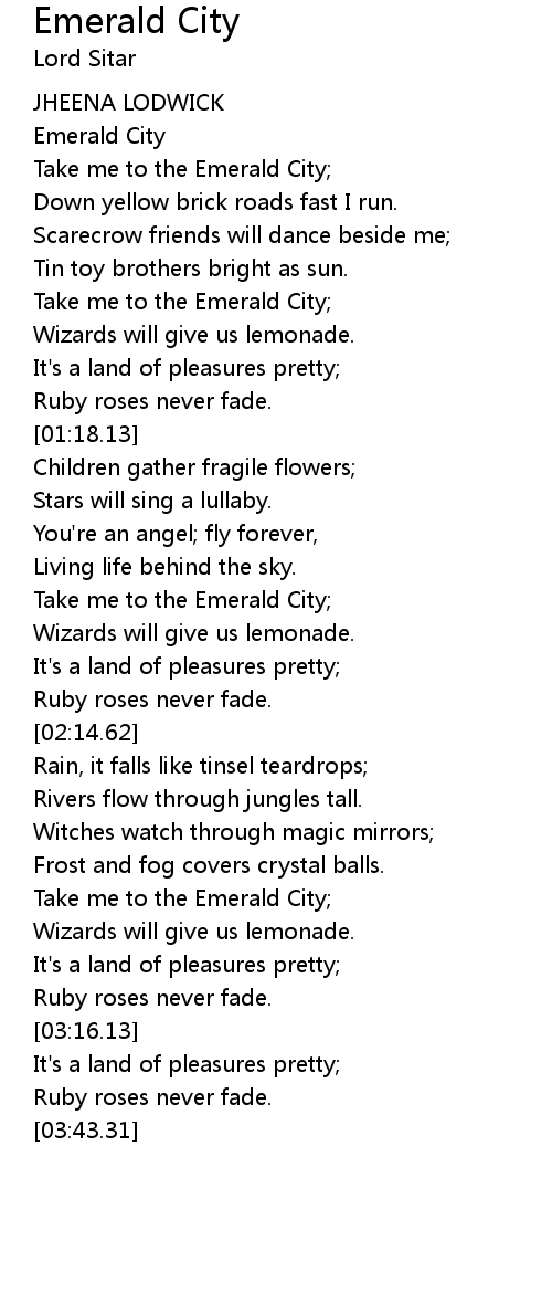 Emerald City Lyrics - Follow Lyrics