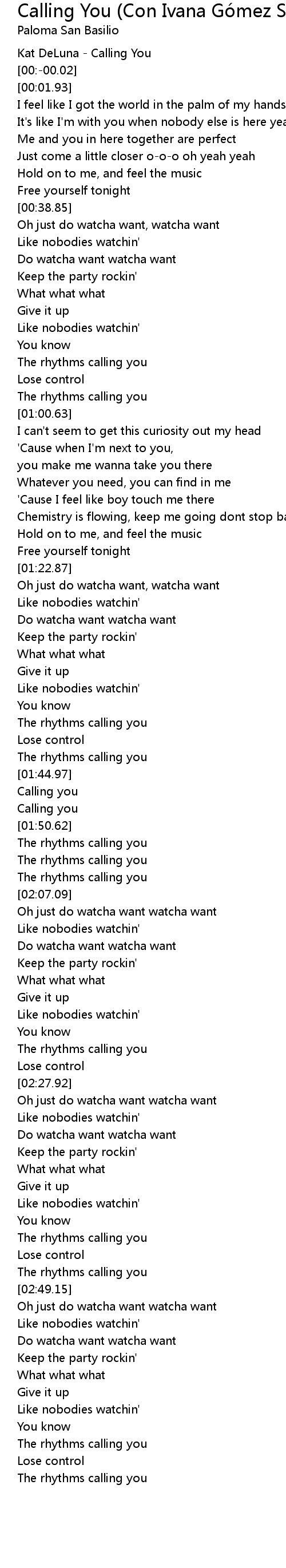 Calling You (Con Ivana Gómez San Basilio) Calling You Con Ivana Go mez ...