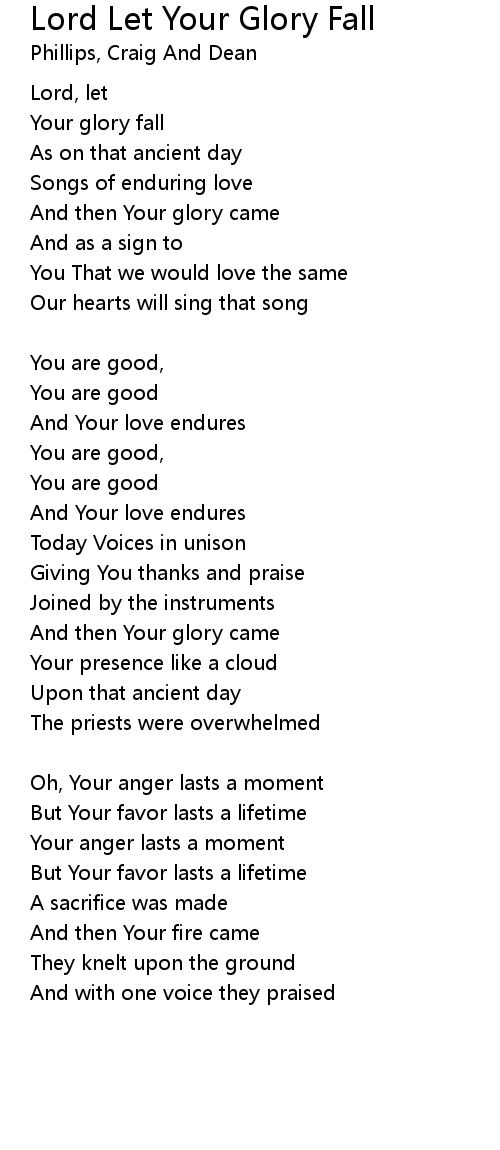 Lord Let Your Glory Fall Lyrics - Follow Lyrics