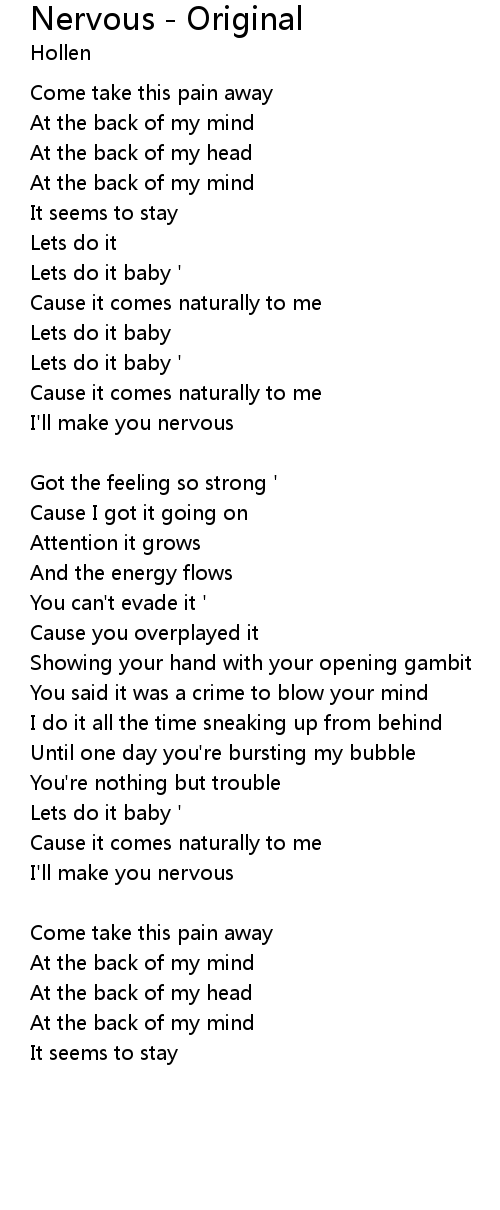 Nervous - Original Lyrics - Follow Lyrics