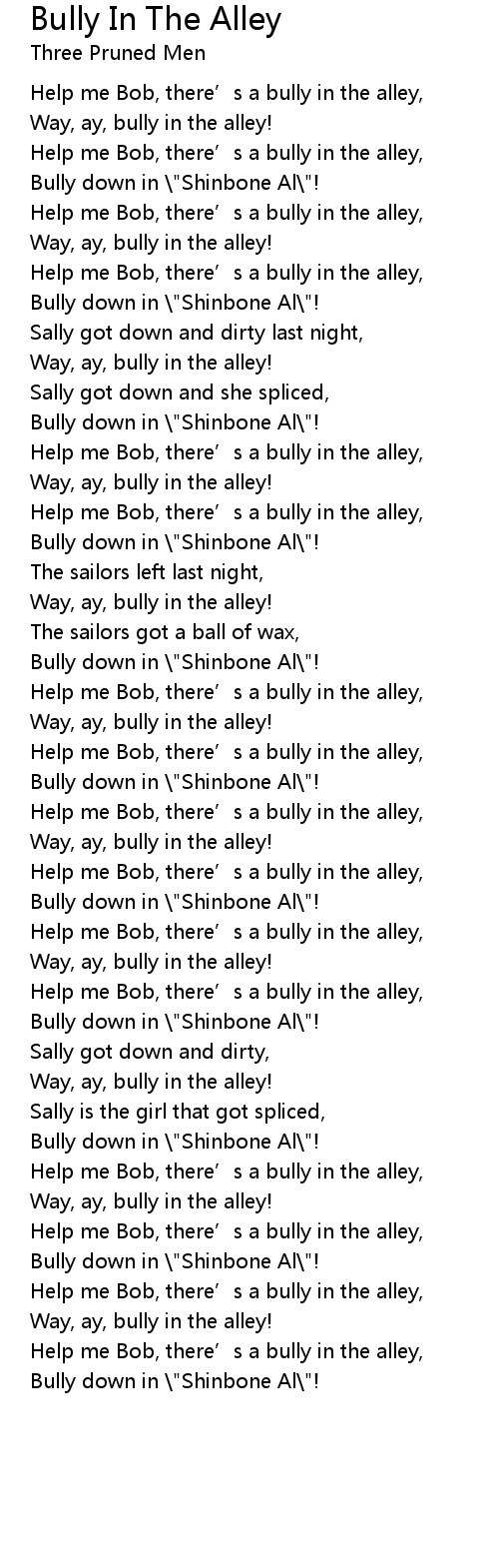 Bully In The Alley Lyrics - Follow Lyrics