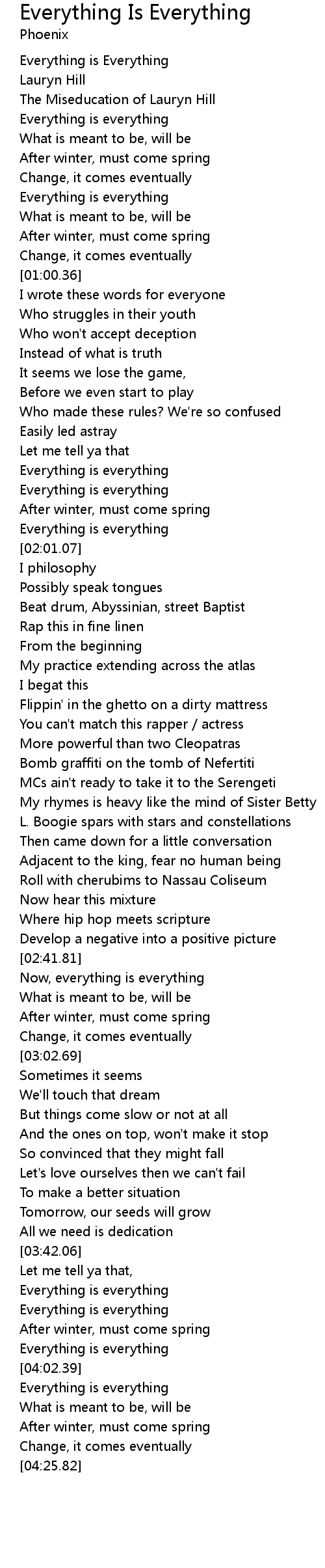 Everything Is Everything Lyrics - Follow Lyrics