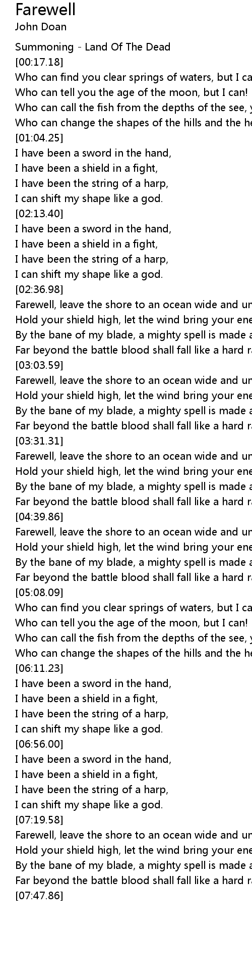 Farewell Lyrics - Follow Lyrics