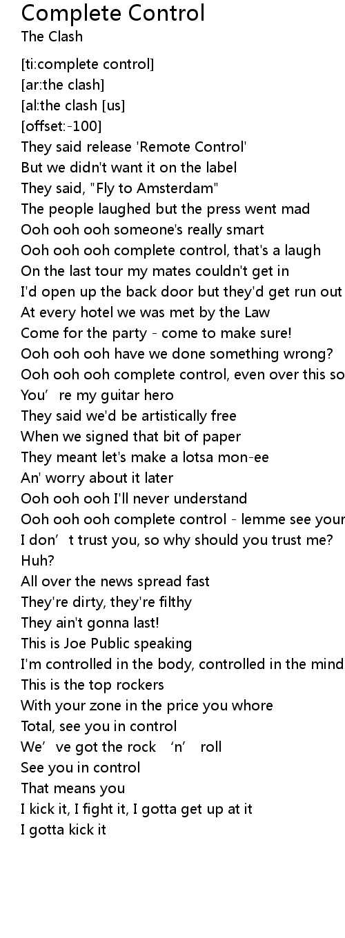 Complete Control Lyrics - Follow Lyrics