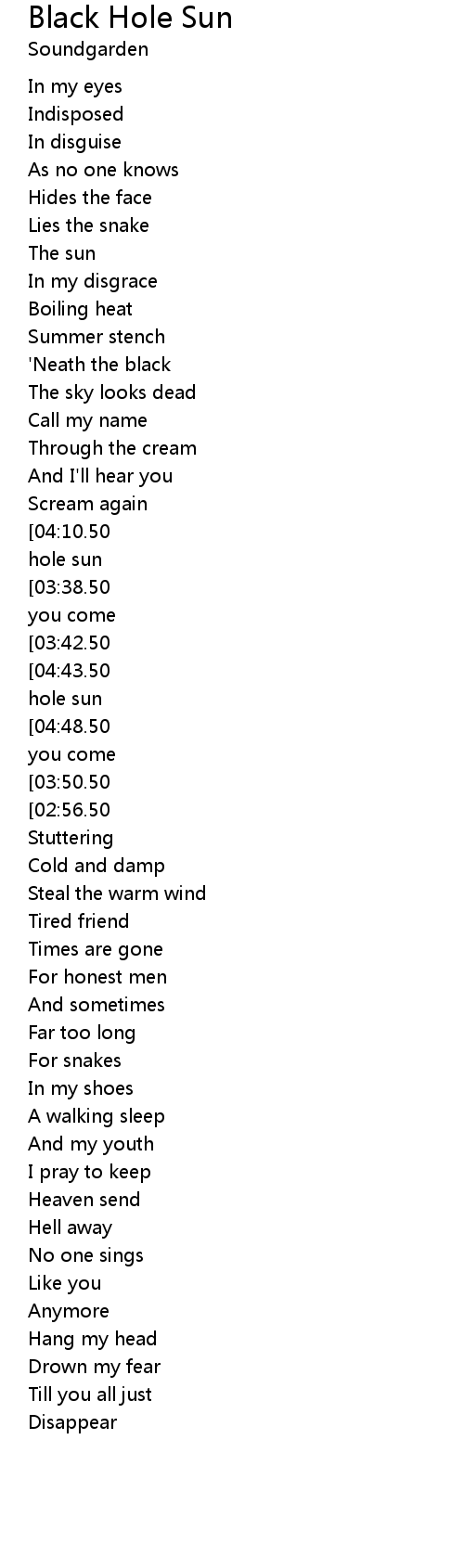 Black Hole Sun Lyrics - Follow Lyrics