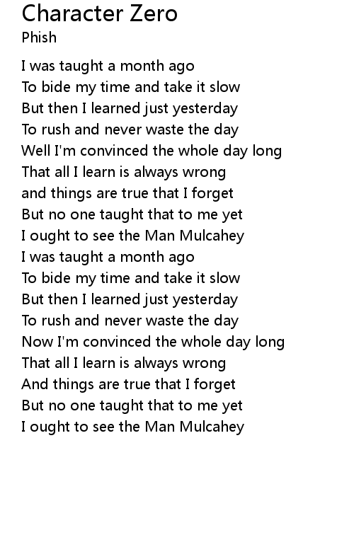 Character Zero Lyrics - Follow Lyrics
