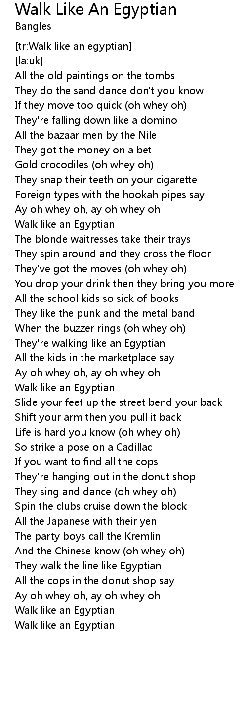 Walk Like An Egyptian Lyrics - Follow Lyrics