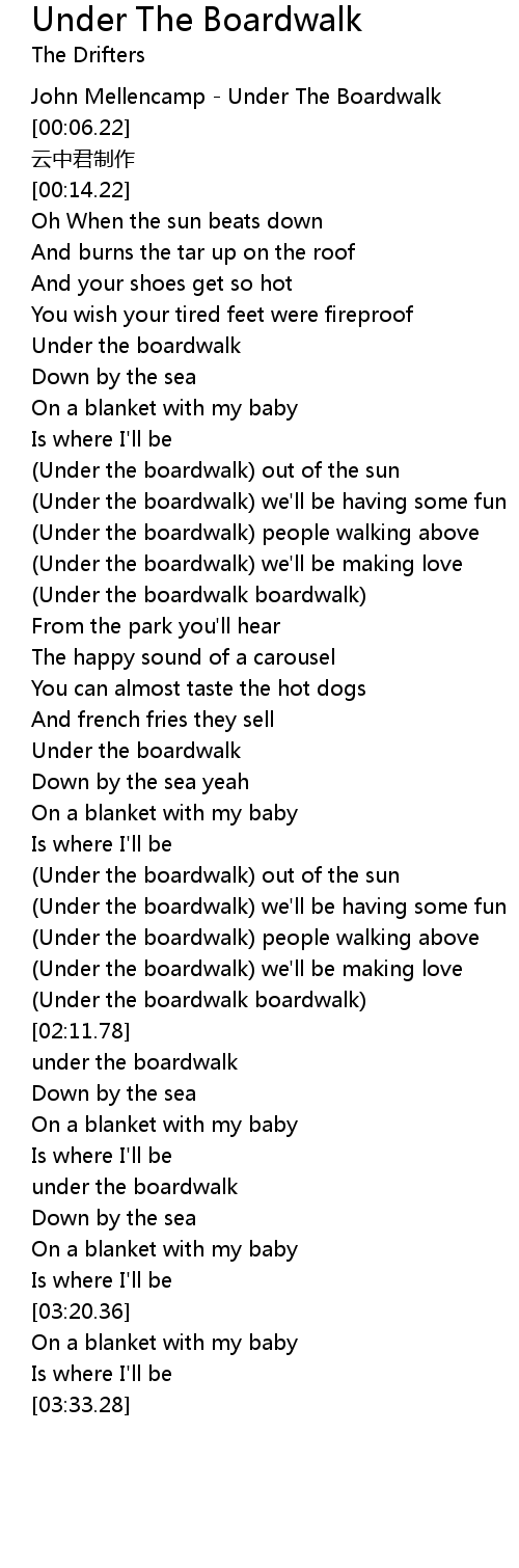 Under The Boardwalk Lyrics - Follow Lyrics